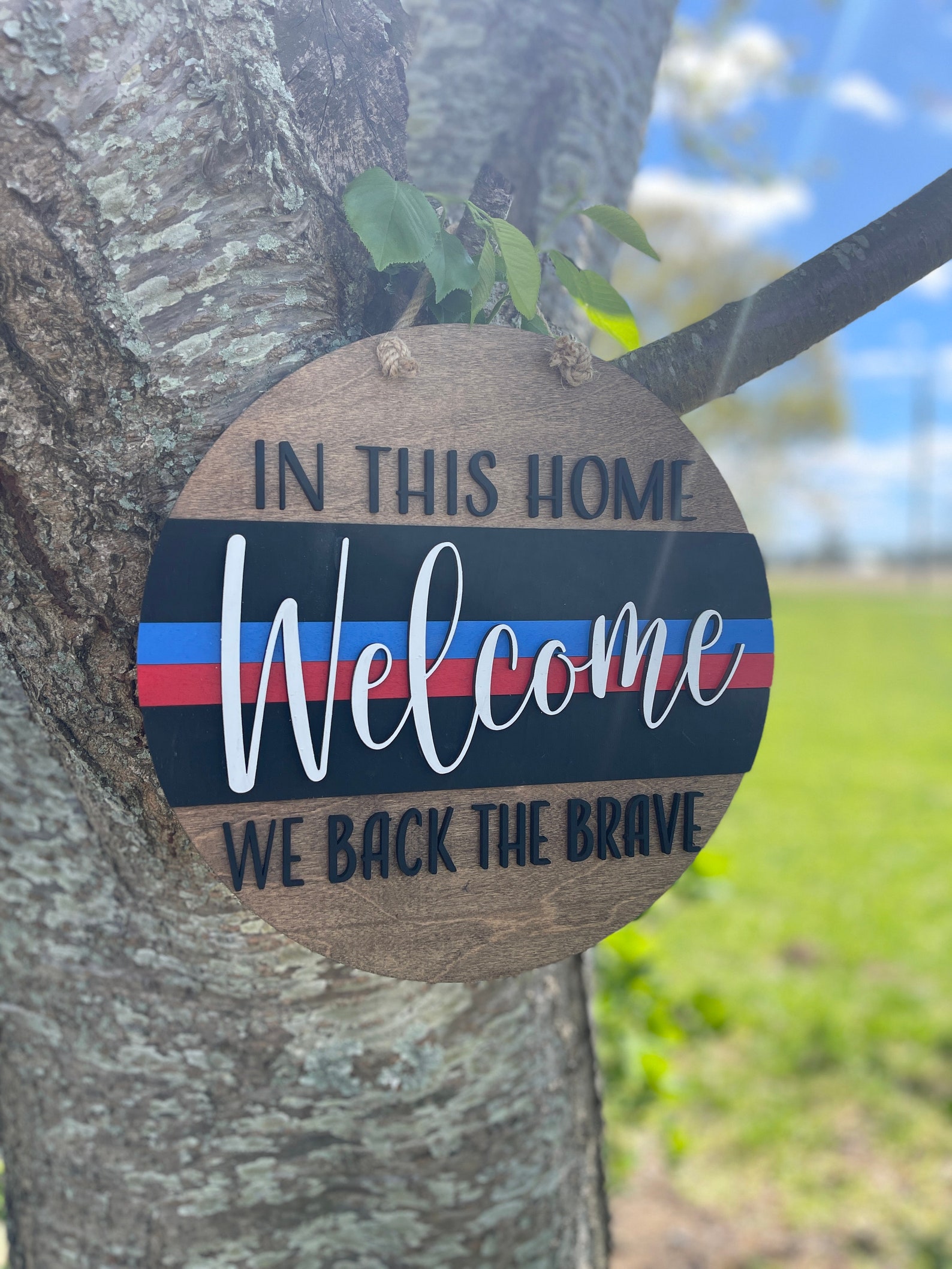 Wooden First Responder 'back the Brave' Door Hanger First Responder ...