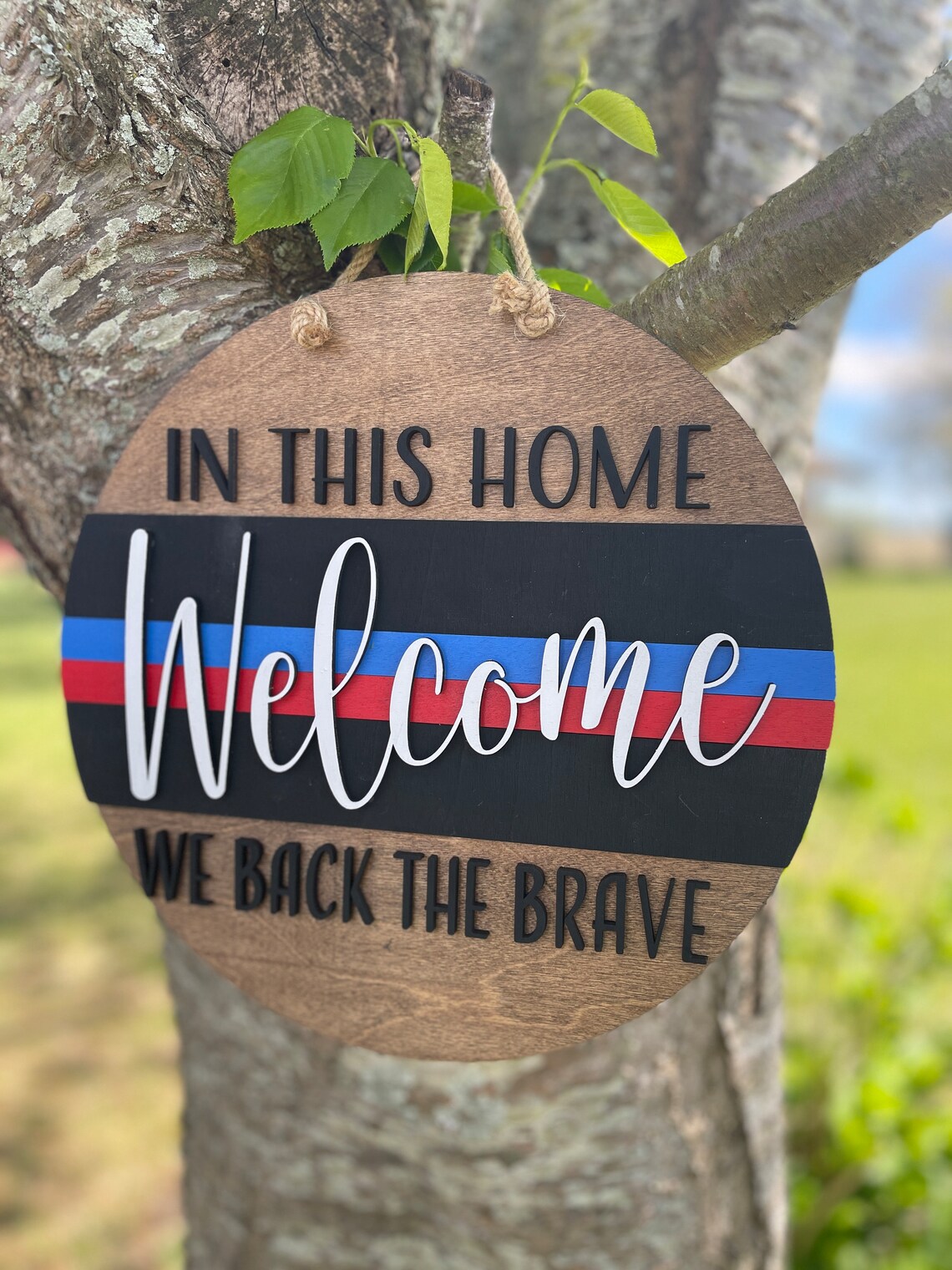 Wooden First Responder 'back the Brave' Door Hanger First Responder ...