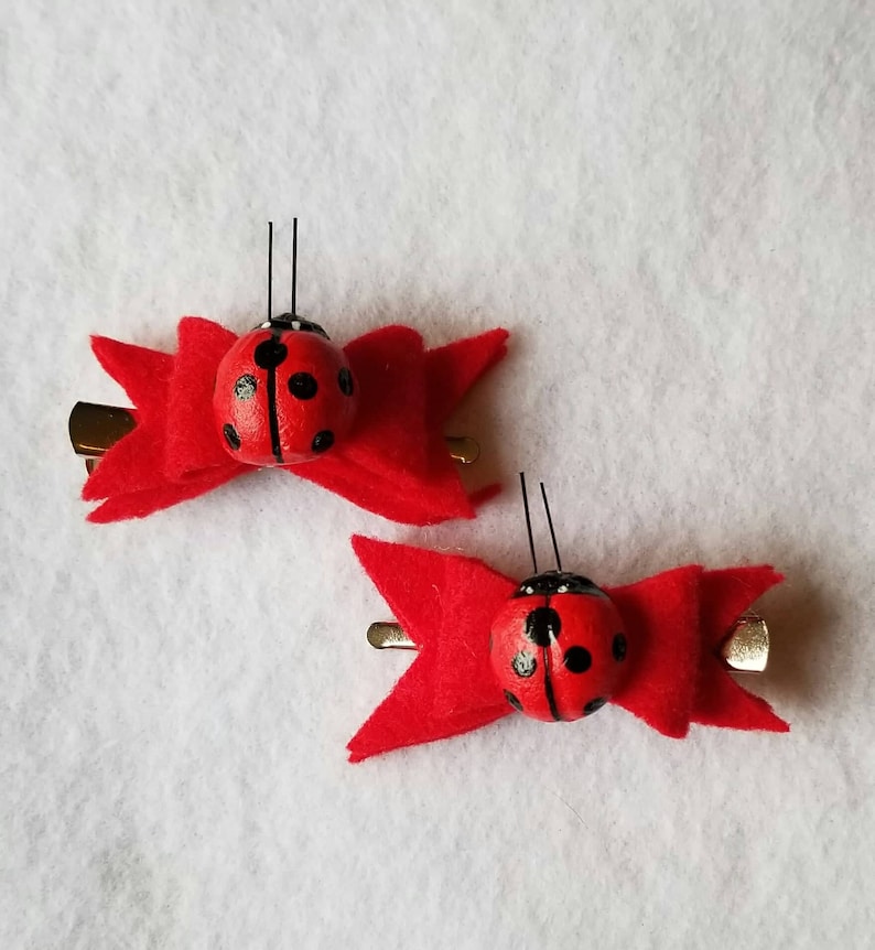 Lady Bug Hair Clips - Etsy
