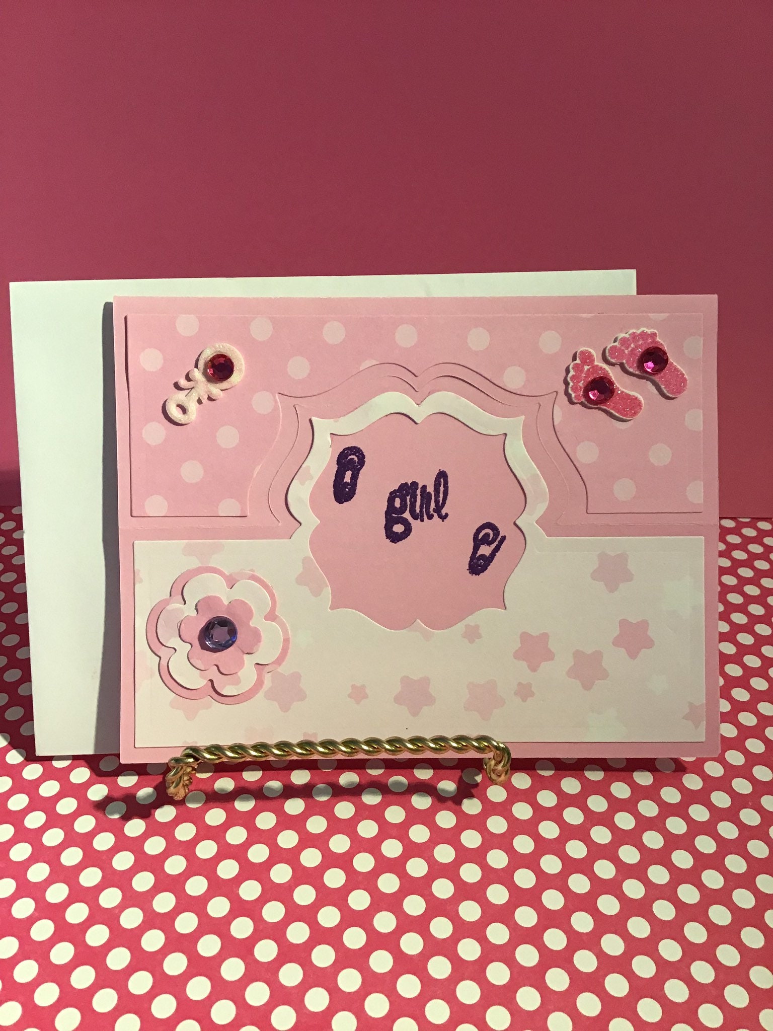 Baby Girl Card. Handmade Baby Girl Cards. Handmade Card. Pop up Card ...