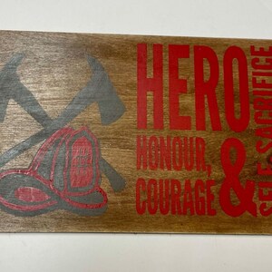 Hero Firefighter Emblem Wooden Door Tag - Etsy