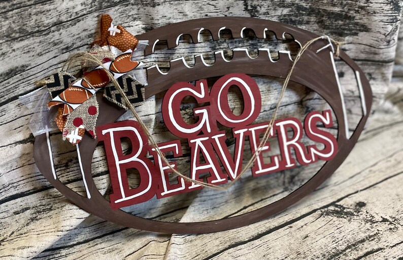 Go Beavers Football Door Hanger – School Spirit Front Door Sign – Game ...