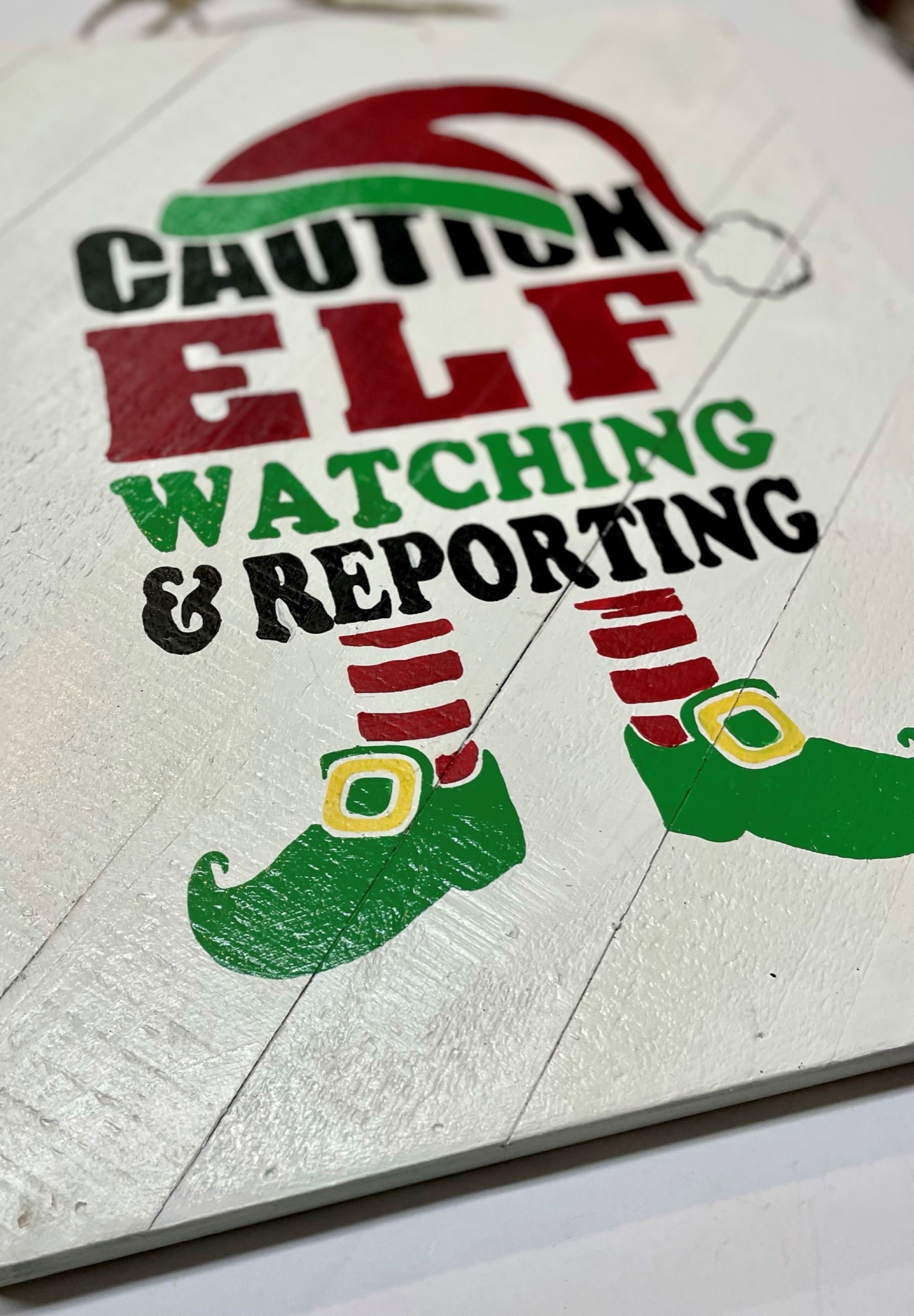 Caution Elf Watching & Reporting Painted Wooden Sign Decor - Etsy