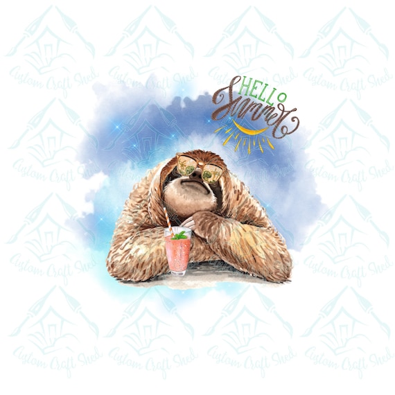 Hello Summer Sloth/digital Designs/sublimation/sloth/png/ - Etsy