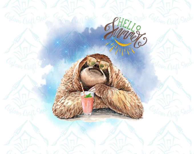 Hello Summer Sloth/digital Designs/sublimation/sloth/png/ - Etsy