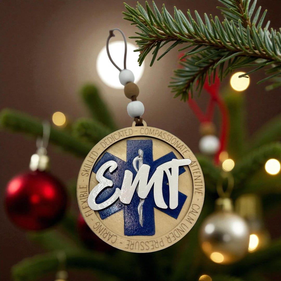 EMT Christmas Ornament – Hand-painted Wooden EMS Ornament | First ...