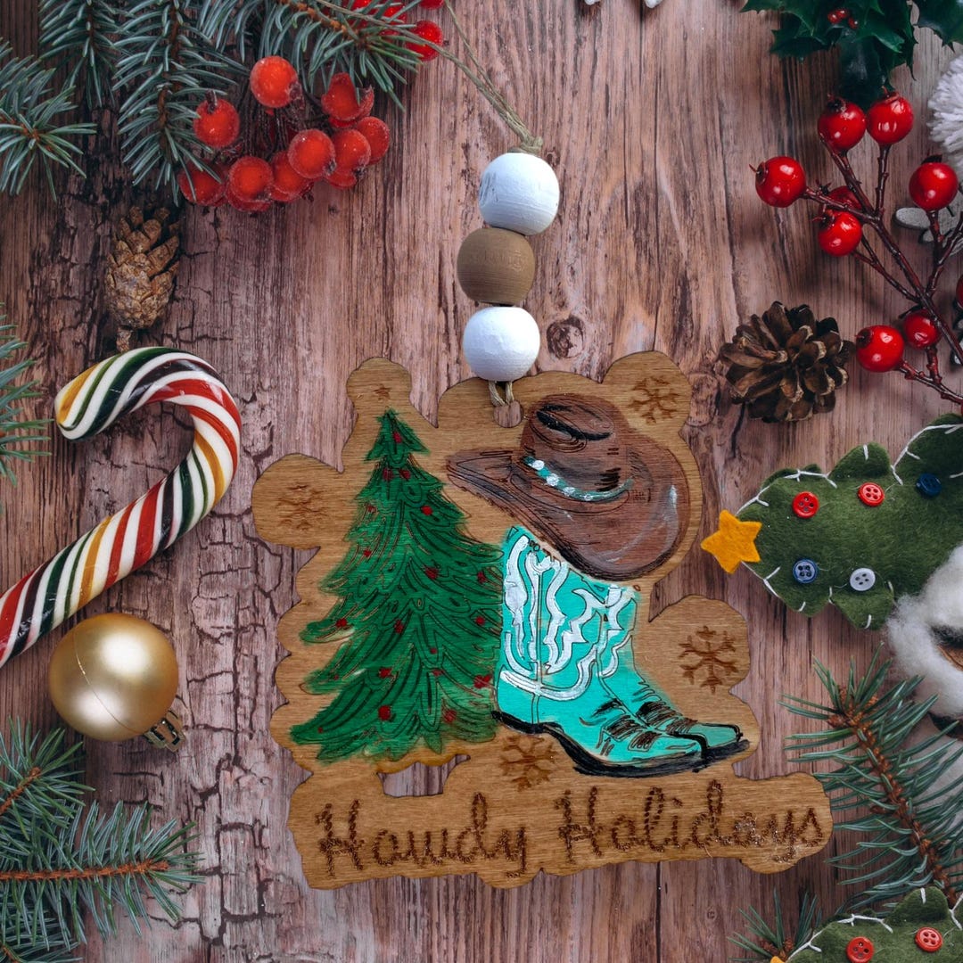 Howdy Holiday Boot Cowboy Hat Christmas Tree Christmas Tree Ornament - Etsy
