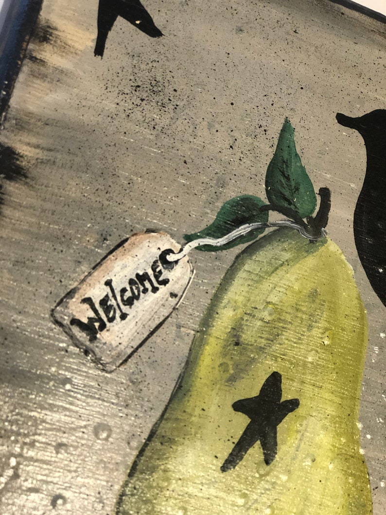 Welcome Pear Crow Prim Hand Painted Sign - Etsy