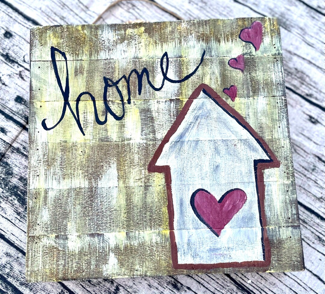 Home Heart Wooden Sign Hanging Decor - Etsy