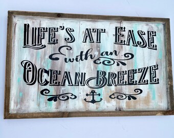 Rustic Life's at Ease With an Ocean Breeze Sign - Etsy