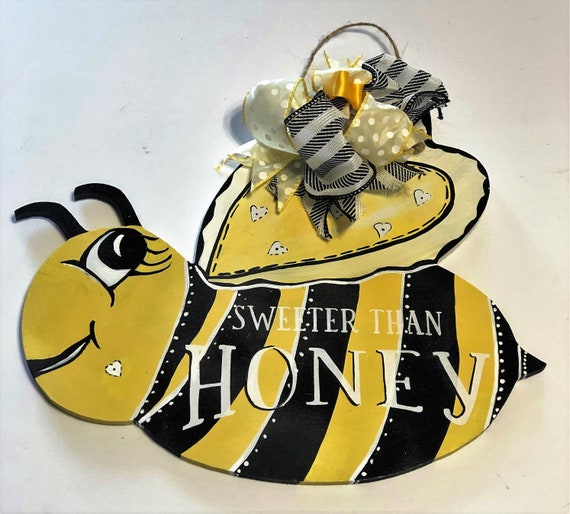Sweeter Than Honey Bumble Bee Door Hanger/Wood Sign/Honey Bee | Etsy