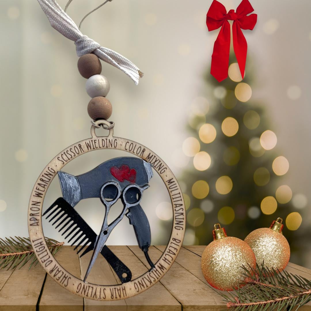 Hair Stylist Christmas Ornament Hand-painted Wooden Ornament With ...