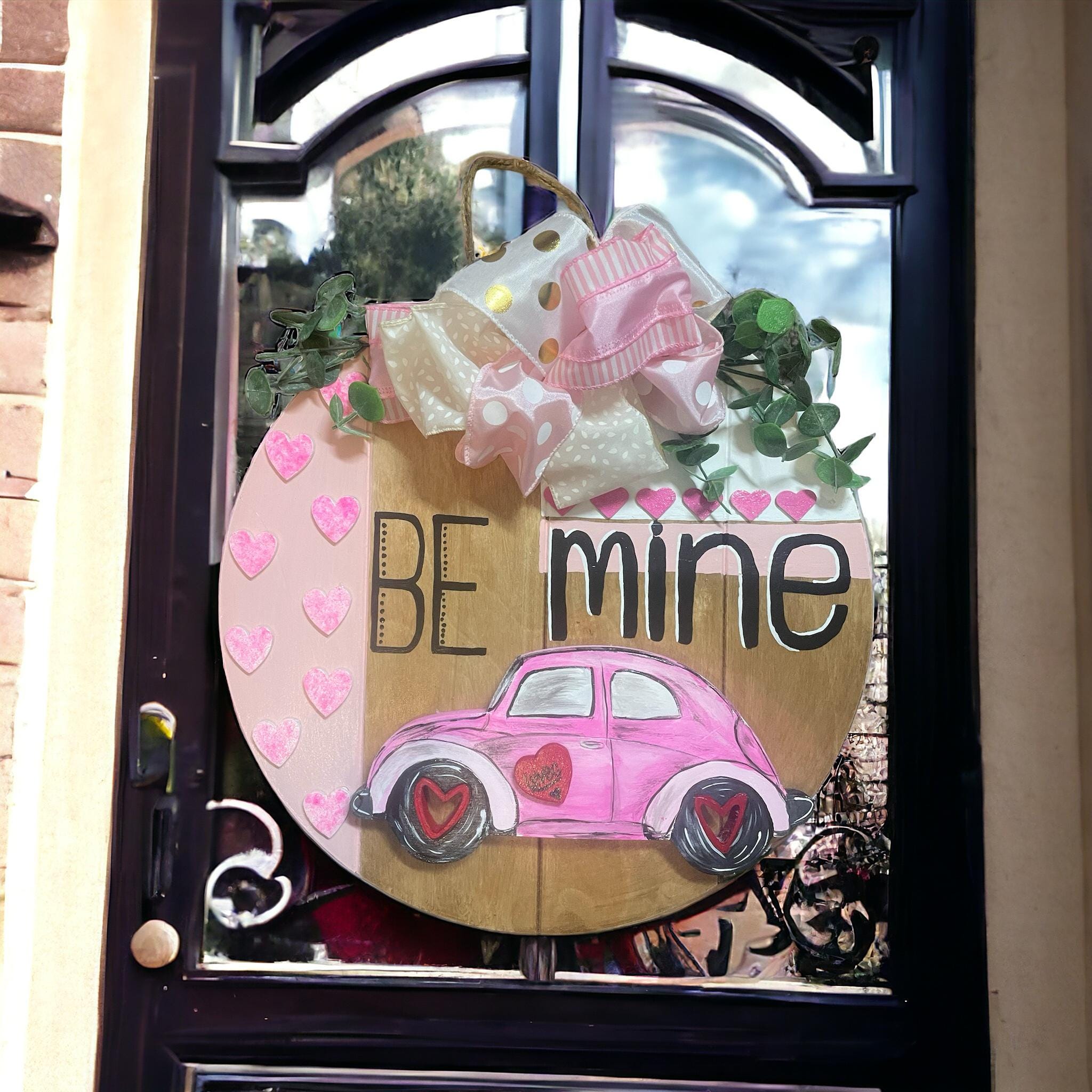 Wood Custom Painted Be Mine Valentine Car Round Door Hanger - Etsy