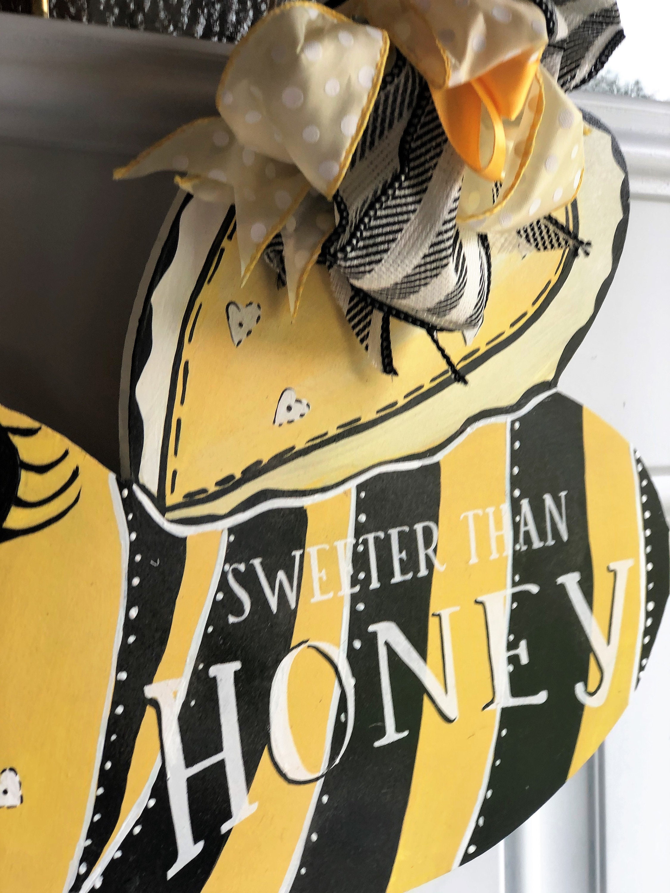 Sweeter Than Honey Bumble Bee Door Hanger/wood Sign/honey Bee - Etsy
