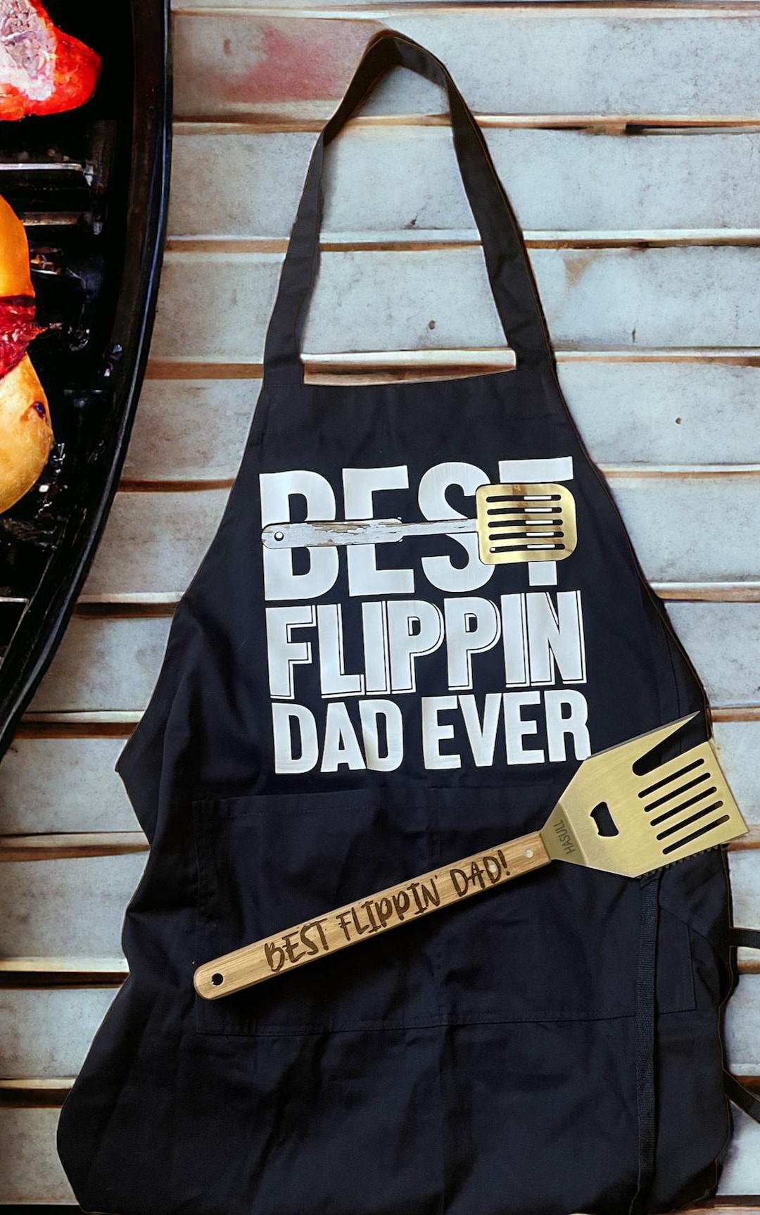 Best Flippin Dad Ever Apron and Spatula Set | Funny Grill Dad Gift ...
