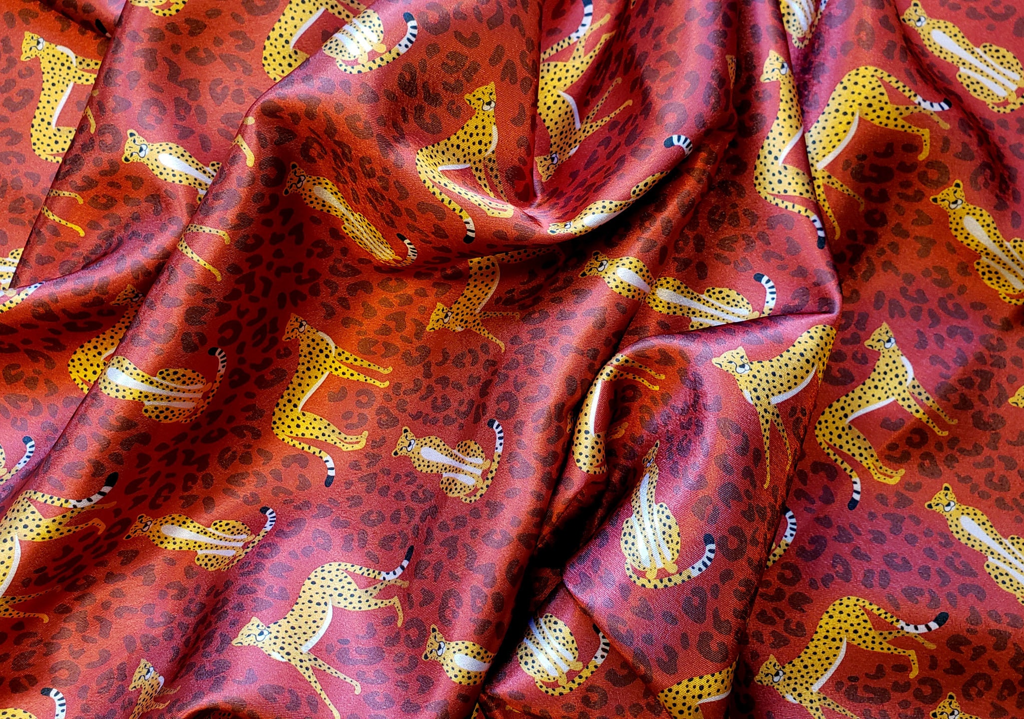 Cheetah Pattern Satin Fabric Luxury Silky Dressmaking Satin | Etsy