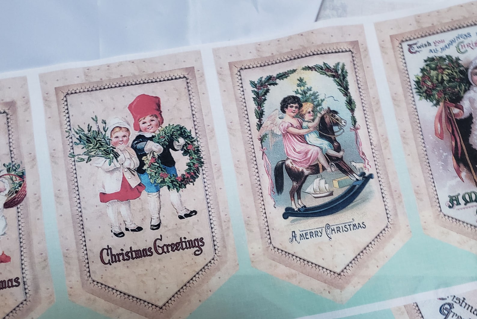 Victorian Style Christmas Bunting Panel Xmas Bunting 100% Cotton Fabric ...