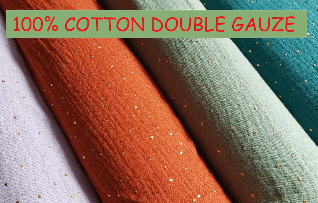 100% Cotton Double Gauze Gold Speckles Range of Colors Fabric Double ...