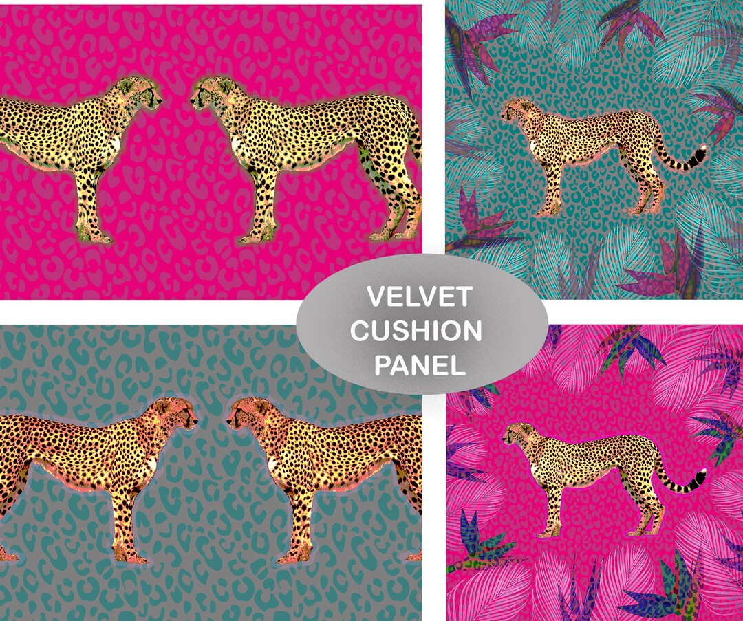 Cheetah Design Ready Printed Velvet Panel Cushion Panel Oblong or ...