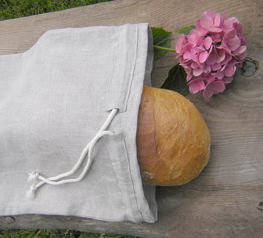 Bread Bag With Natural Linen Produce Bag Bread Sack Natural Linen Food ...