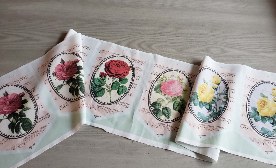 Vintage Rose Bunting Panel Botanical Theme Bunting 100% Cotton Fabric ...