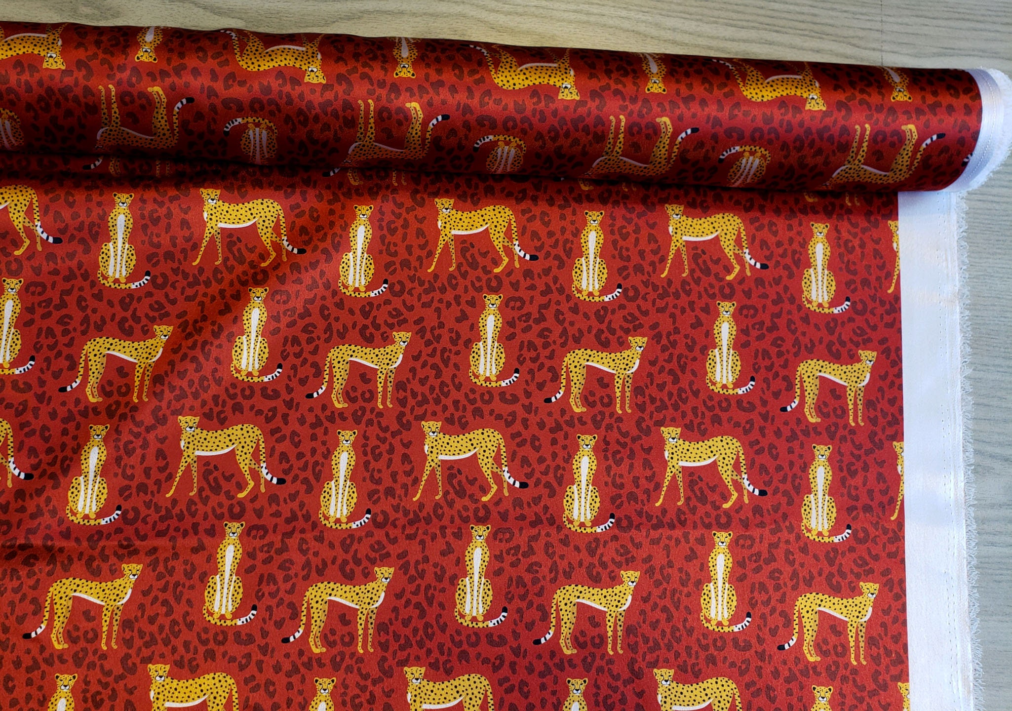 Cheetah Pattern Satin Fabric Luxury Silky Dressmaking Satin | Etsy