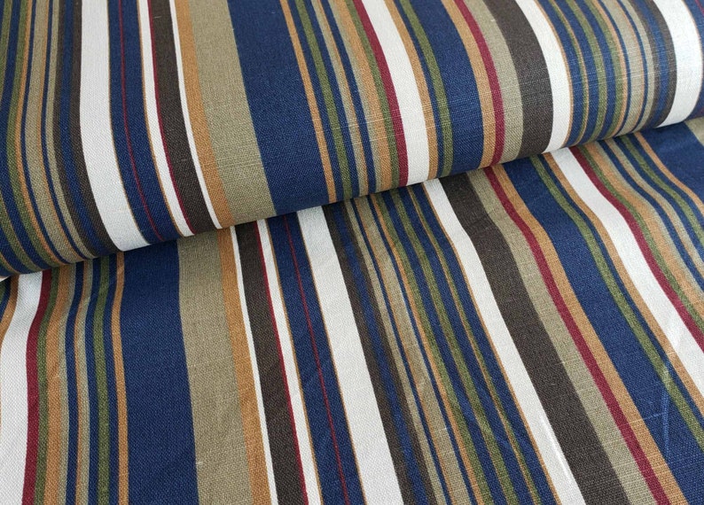 100% Linen Fabric Multicolor Stripes Fabric Textured Fabric - Etsy