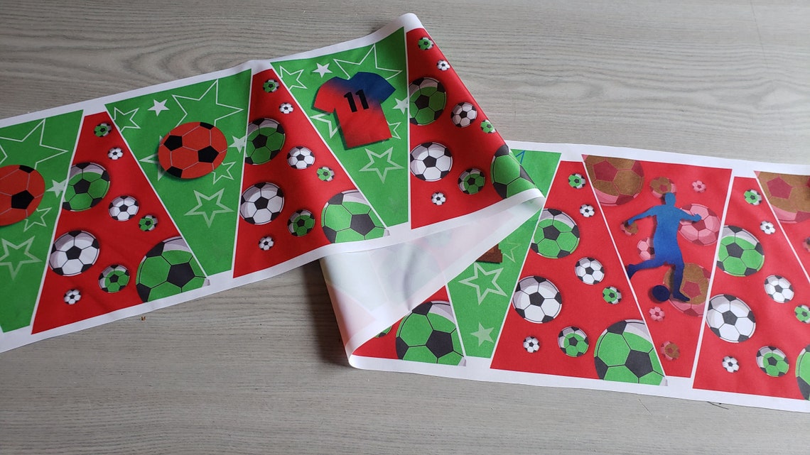 Outdoor / Indoor Bunting Soccer Football Theme Water-repellent Fabric ...