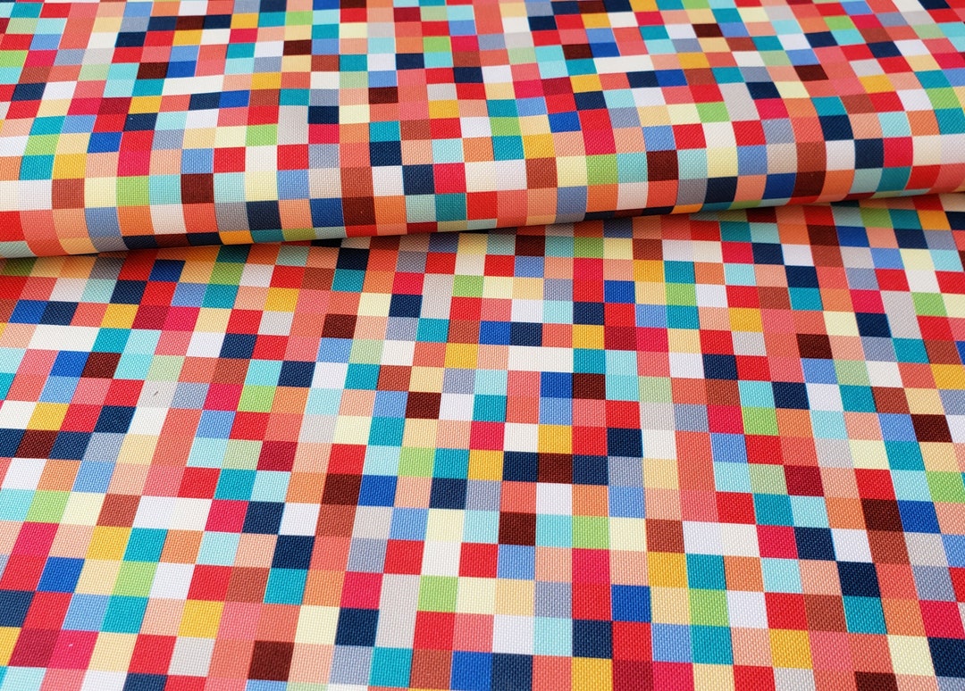 Waterproof Fabric Colorful Pixels Outdoor Fabric Water Resistant ...