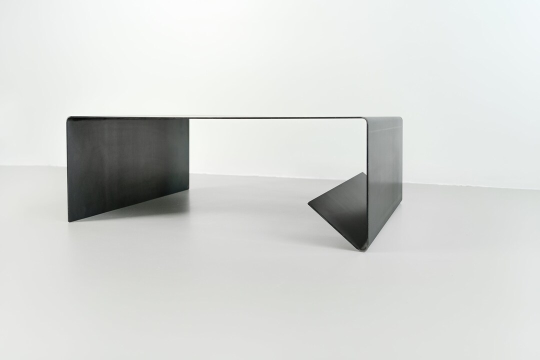 Rectangle Raw Steel Coffee Table: Minimal Industrial Living Room ...