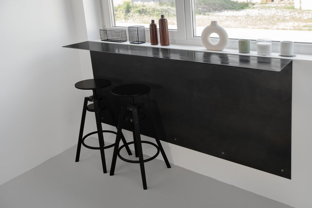 Black Metal Loft Bar Table. Modern Breakfast and Dining High Table ...