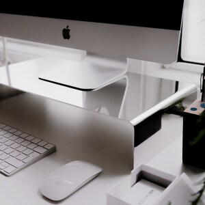 Monitor Stand for Desk. Mirror-polished Stainless Steel. Computer, Imac ...