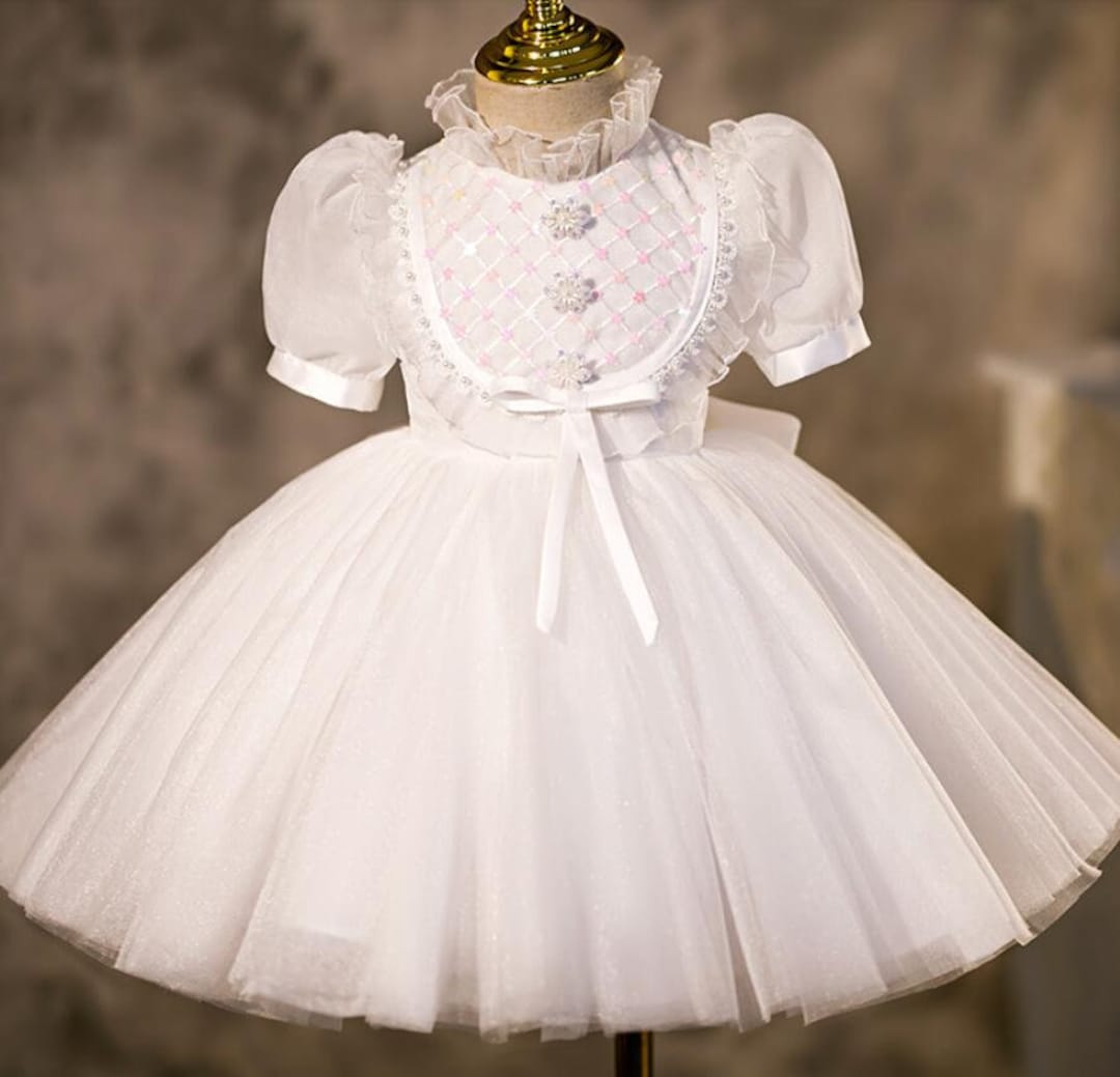 6M-8Y Girls White Bow Dress Little Girls White Princess Dress - Etsy UK