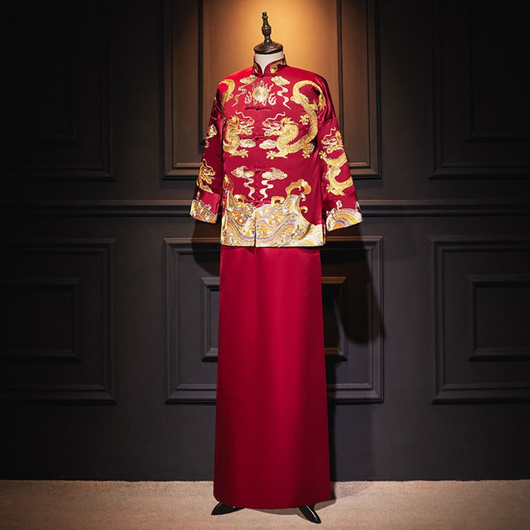 Hanfu, tang suit, Xiuhe clothing, groom clothing, wedding toast ...