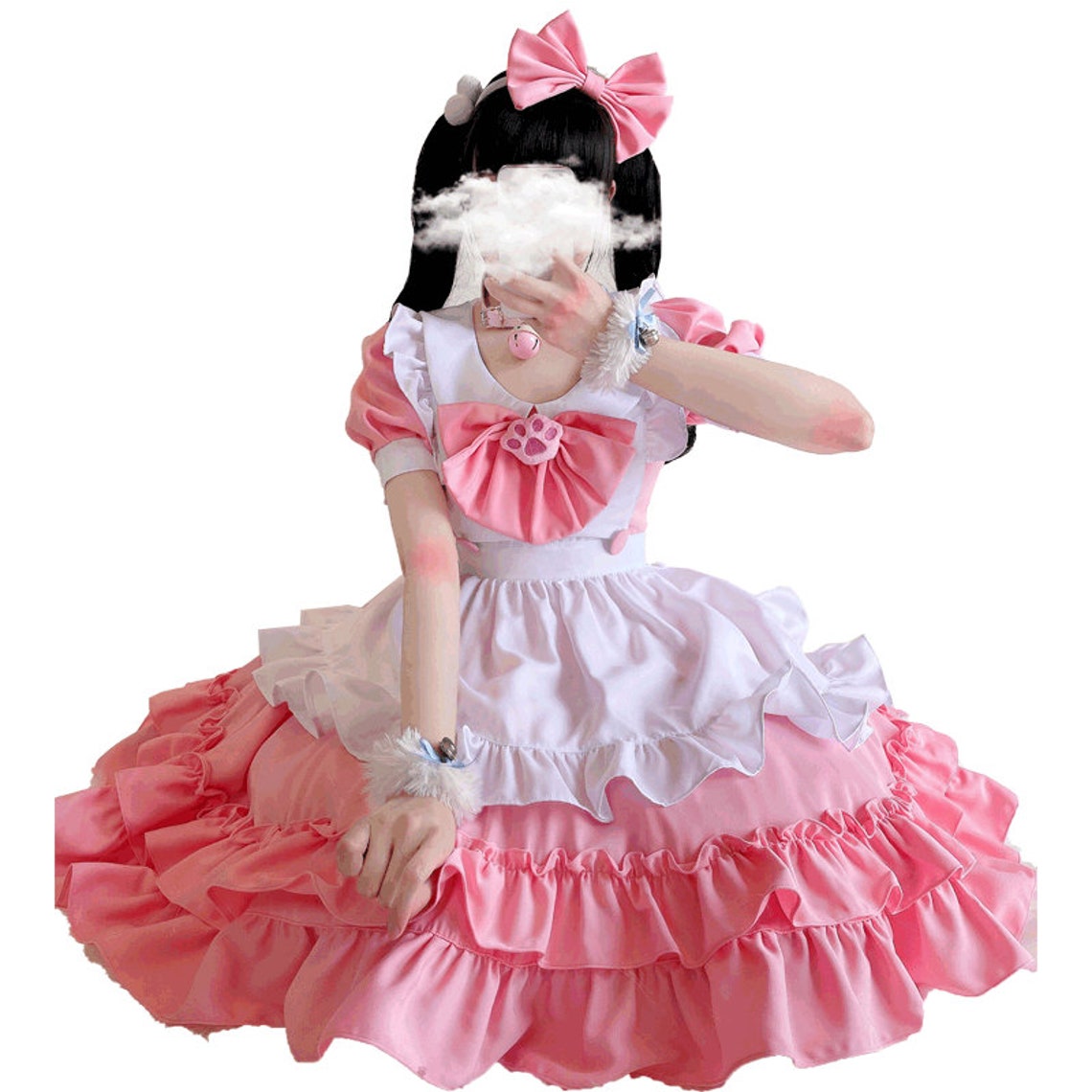 Cosplay PINK maid outfit Cat maid outfit Maid outfit Sweet | Etsy