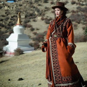 Wool Robe Winter Coat Tibetan Long Robe Lhasa Clothing Women Tibetan ...