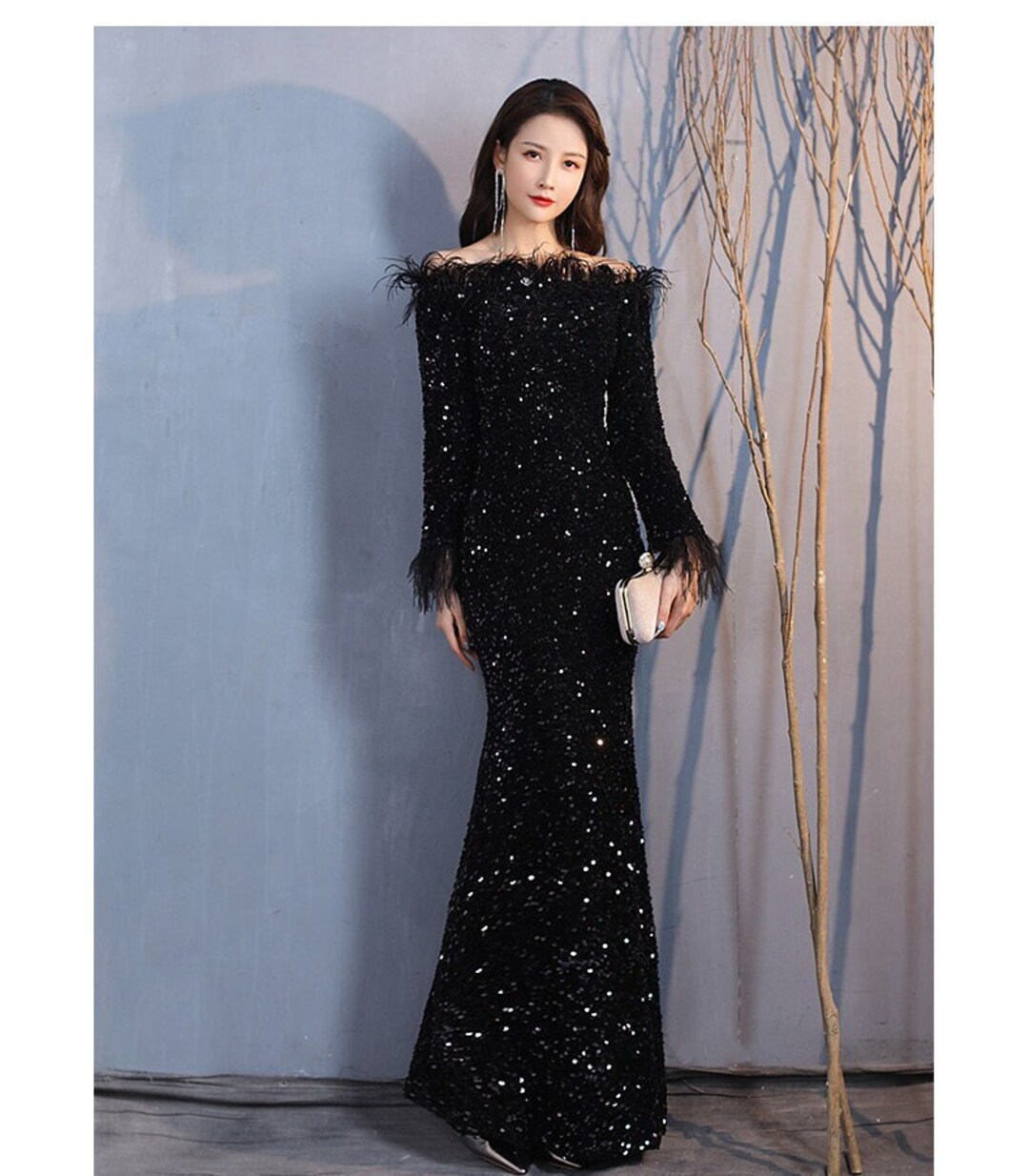 Costumes Ball Gown Black Fishtail Dress Hanfu Banquet Dress Wedding ...