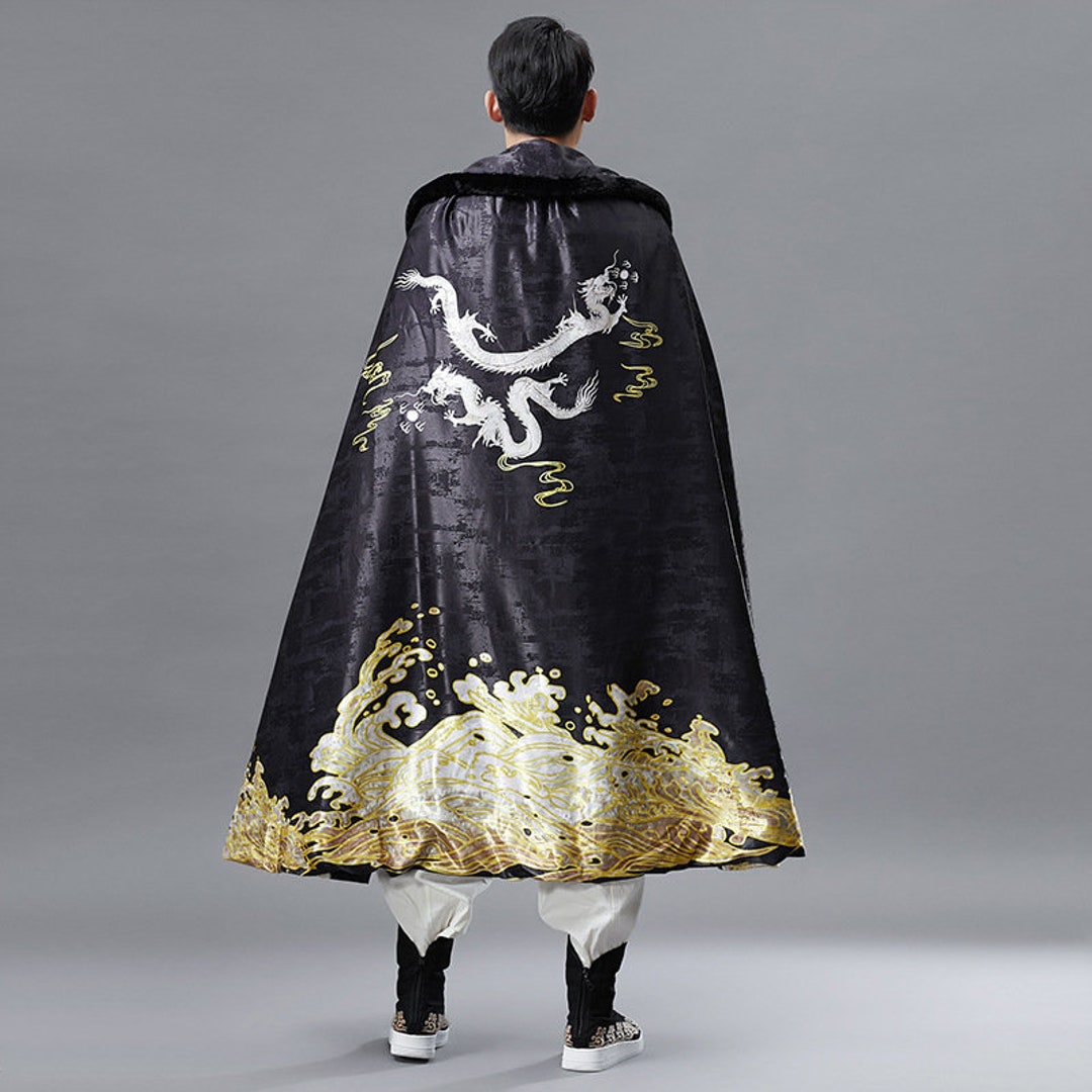 Men's Cape Woman's Cape Printed Dragon Capes Casual Wudang Robe Hanfu ...