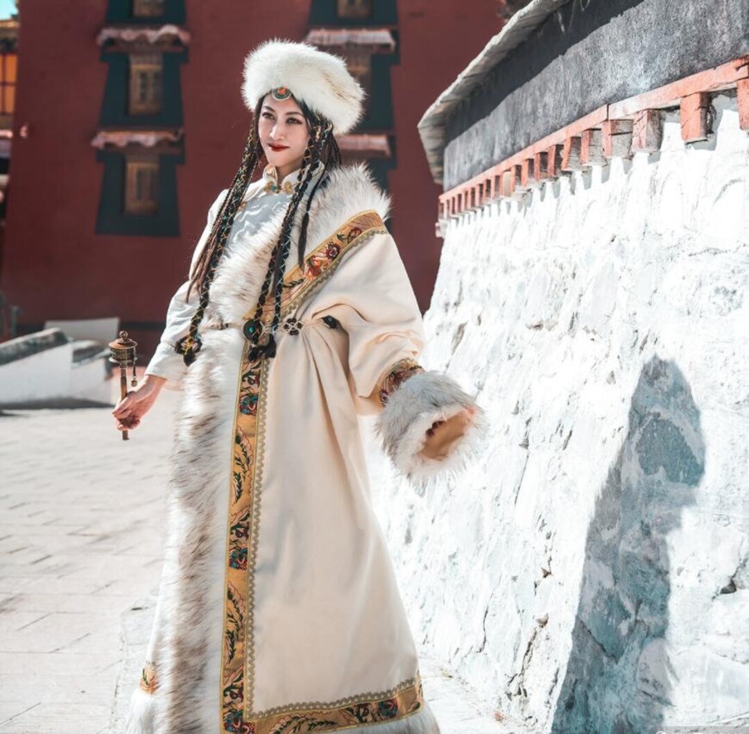 Wool Robe Winter Coat Tibetan Long Robe Lhasa Clothing Women Tibetan ...