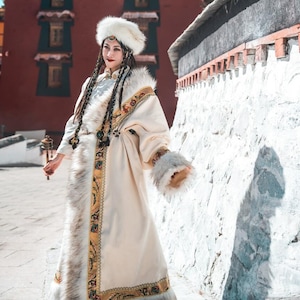 Wool Robe Winter Coat Tibetan Long Robe Lhasa Clothing Women Tibetan ...