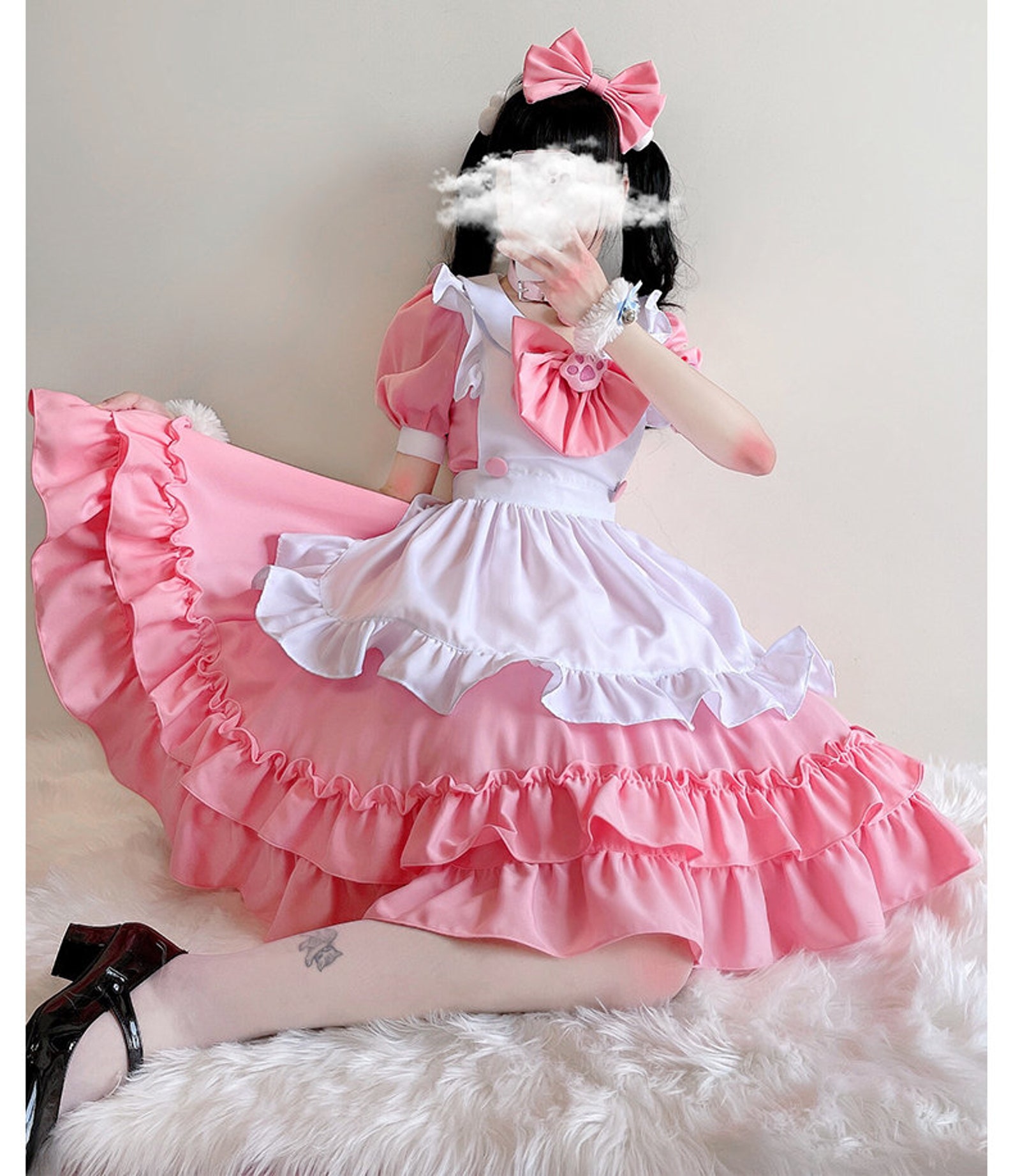 Cosplay PINK maid outfit Cat maid outfit Maid outfit Sweet | Etsy