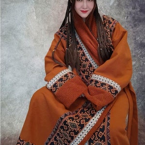 Wool Robe Winter Coat Tibetan Long Robe Lhasa Clothing Women Tibetan ...