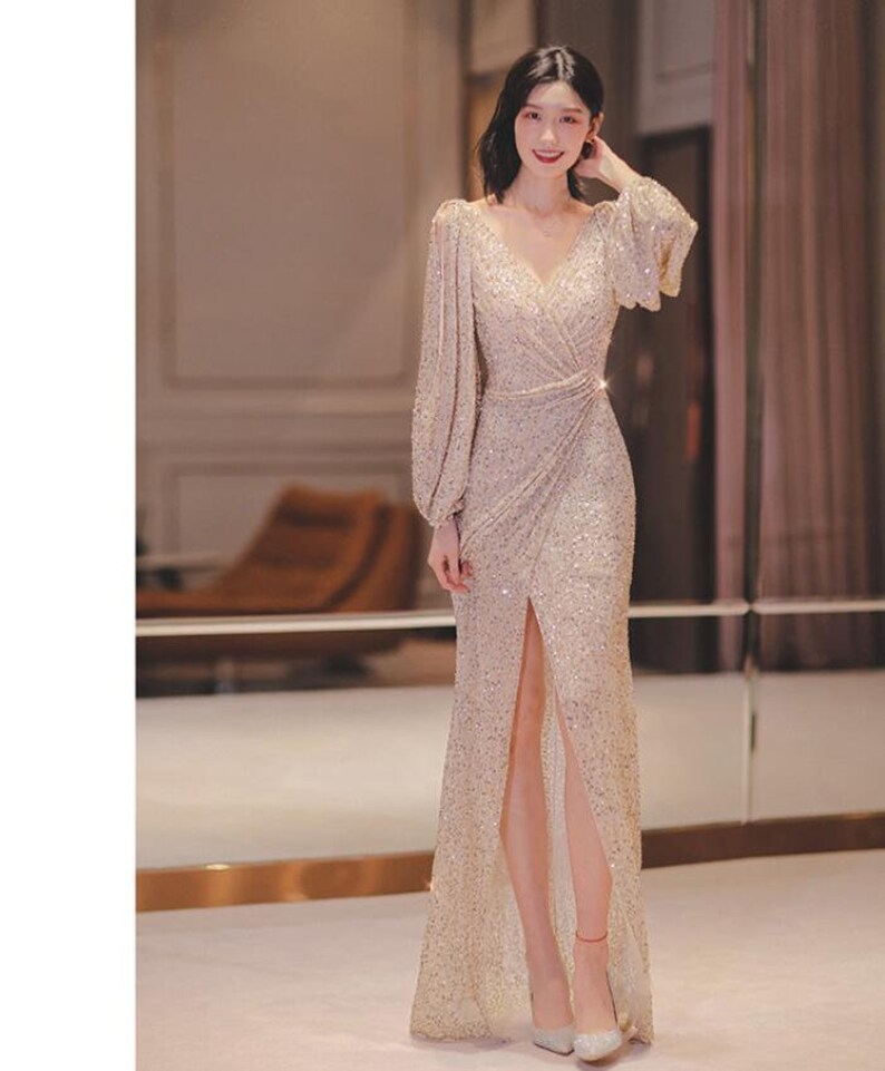 Costumes Sequined Fishtail Dress Host Dress Ball Gown Hanfu - Etsy