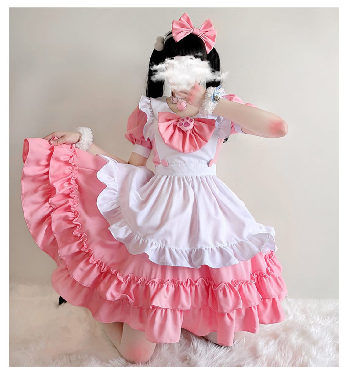 Cosplay PINK Maid Outfit Cat Maid Outfit Maid Outfit Sweet - Etsy UK