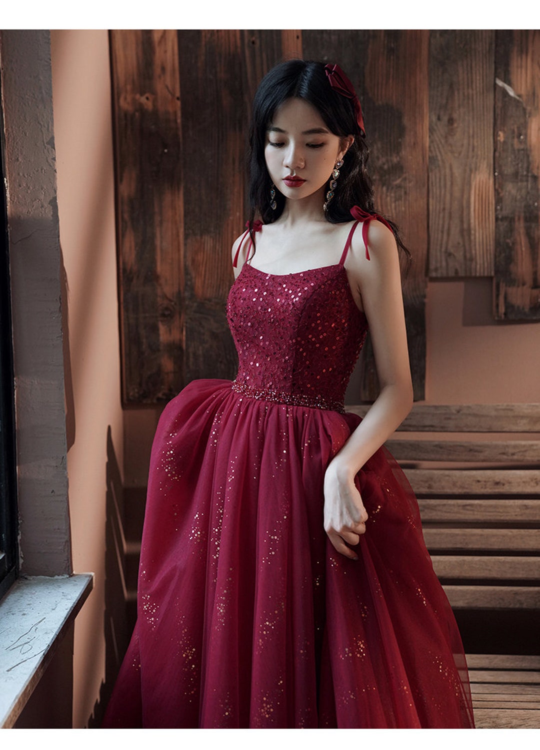 Red Halter Dress Formal Prom Gown Host Dress Toast Dress Bridal Lawn ...