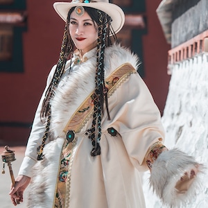 Wool Robe Winter Coat Tibetan Long Robe Lhasa Clothing Women Tibetan ...