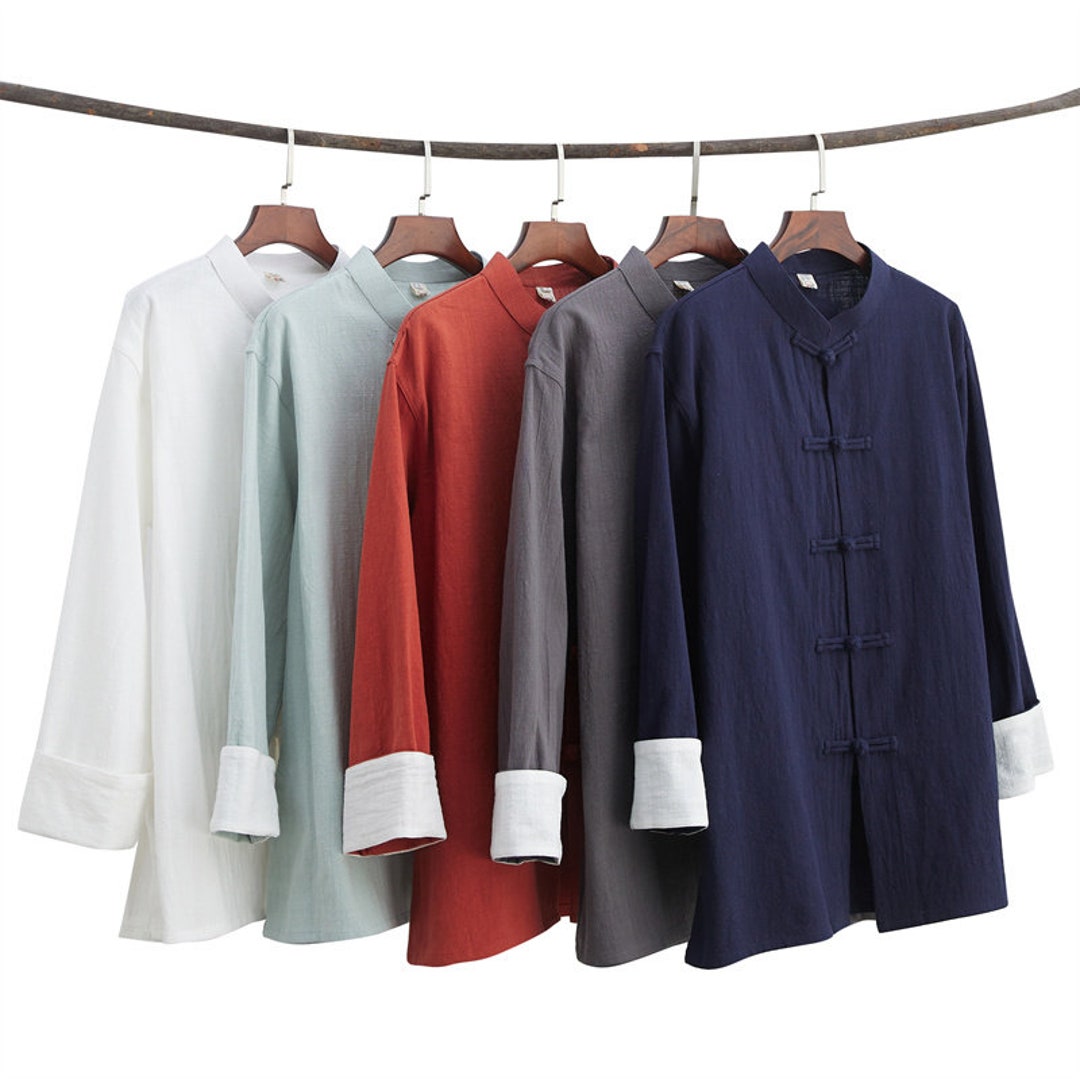 5 Colors Man's Linen Shirts Cheongsam Suit Shirts Chinese - Etsy