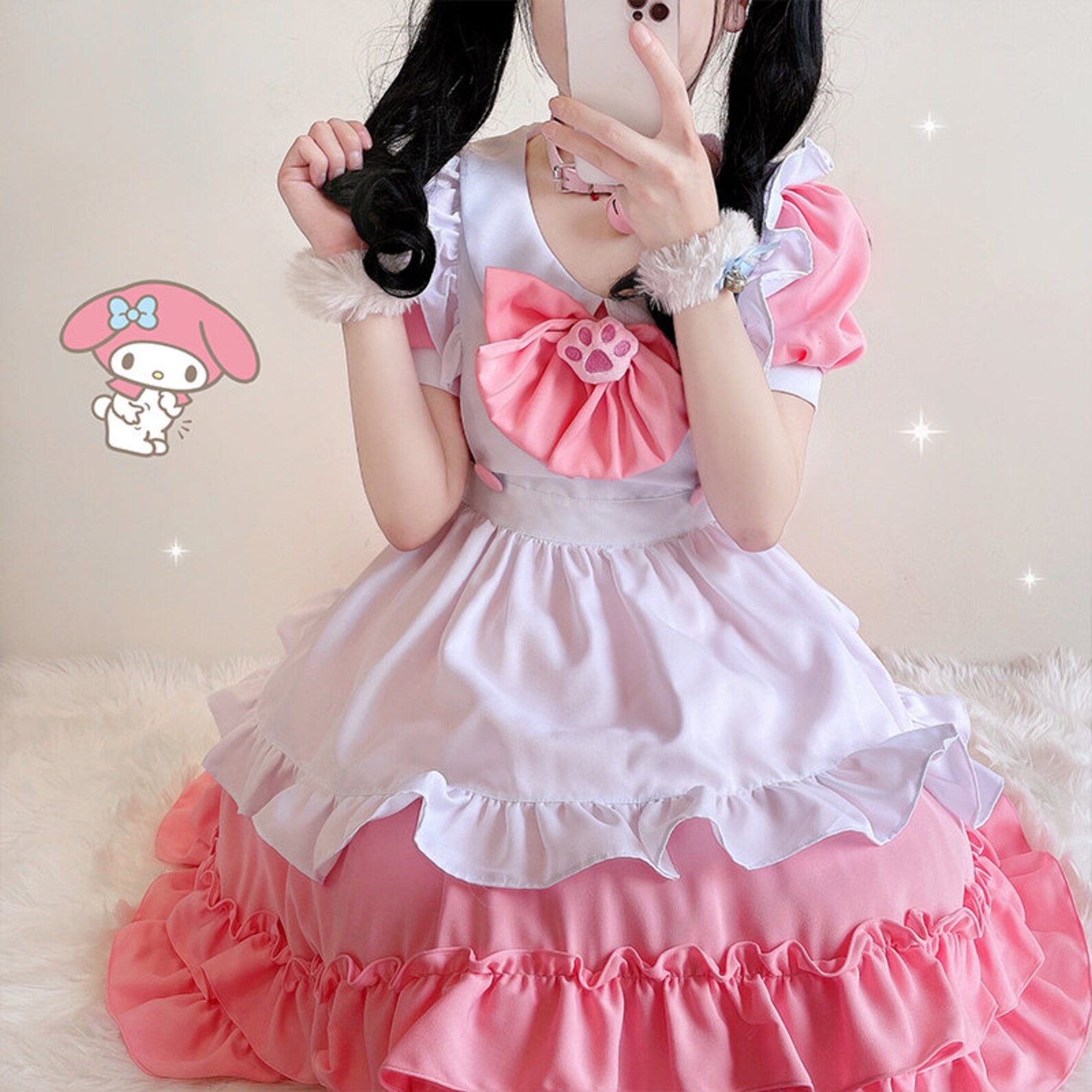 Cosplay PINK maid outfit Cat maid outfit Maid outfit Sweet | Etsy