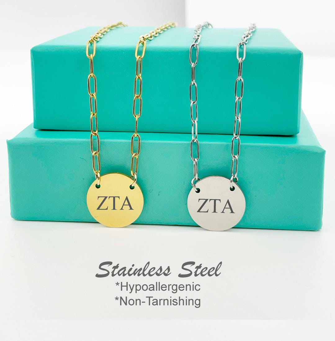 Zeta Tau Alpha Circle Paper Clip Necklace, Circle Floating Necklace ...