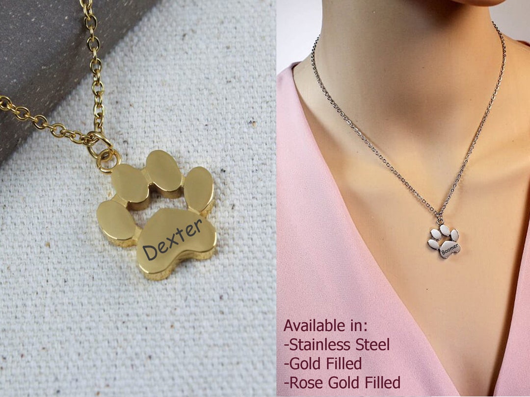 Paw Necklace, Dog Paw Necklace, Cat Paw Necklace, Personalized Dog Name ...
